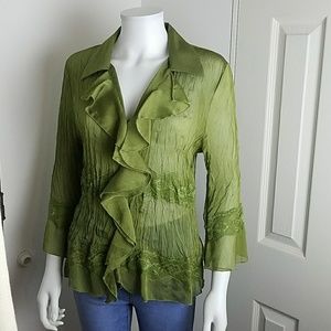 Jaipur | Tops | Jaipur Womens Boho Ruffle Front Blouse Top Med Euc ...